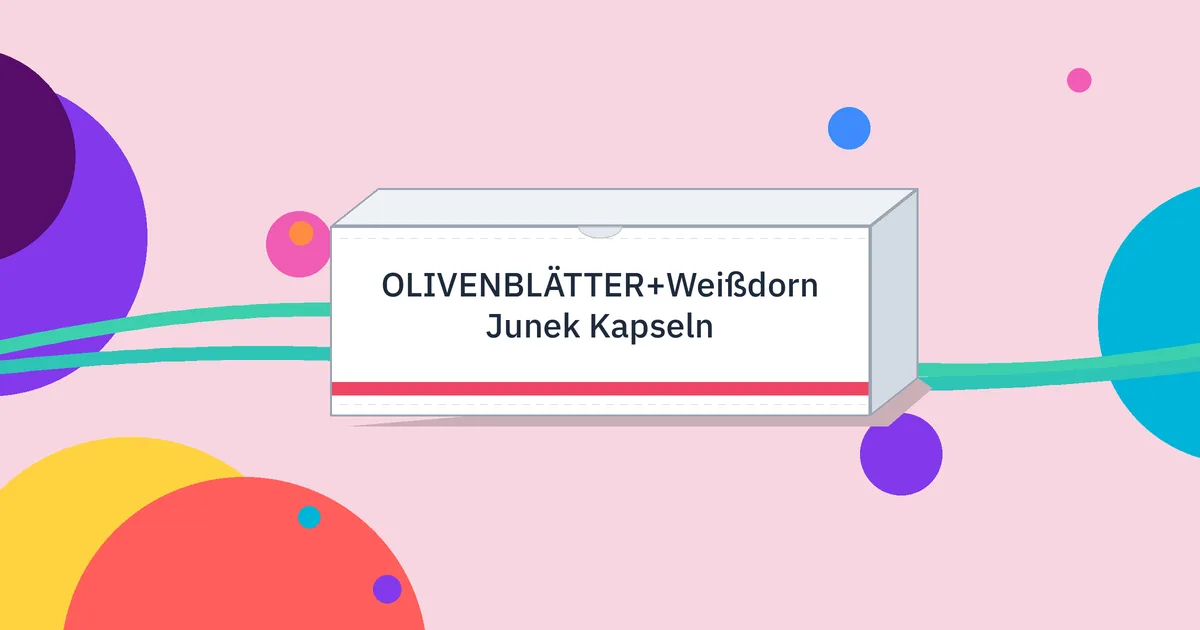 Symbolbild: Packung mit der Aufschrift OLIVENBLÄTTER+Weißdorn Junek Kapseln (PZN 01107125) – Verfügbarkeit und Bezug in Apotheken in Frankfurt am Main