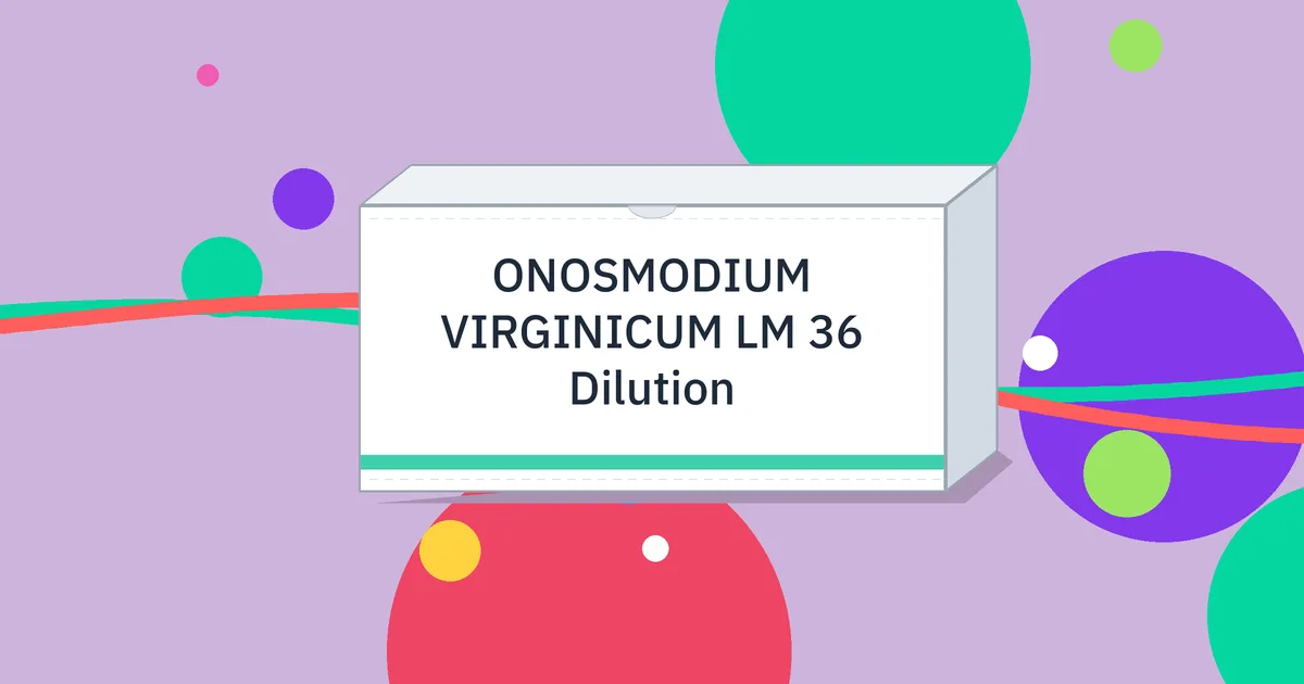 Symbolbild: Packung mit der Aufschrift ONOSMODIUM VIRGINICUM LM 36 Dilution (PZN 13626847) – Verfügbarkeit und Bezug in Apotheken in Frankfurt am Main