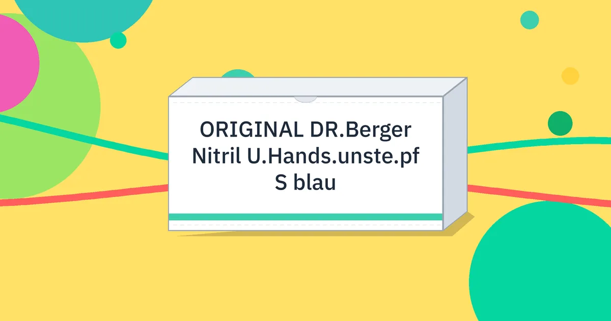 Symbolbild: Packung mit der Aufschrift ORIGINAL DR.Berger Nitril U.Hands.unste.pf S blau (PZN 18010826) – Verfügbarkeit und Bezug in Apotheken in Frankfurt am Main