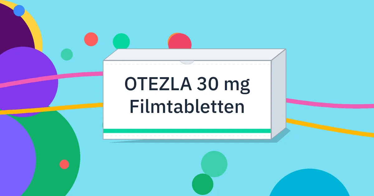 Symbolbild: Packung mit der Aufschrift OTEZLA 30 mg Filmtabletten (PZN 12391359) – Verfügbarkeit und Bezug in Apotheken in Frankfurt am Main