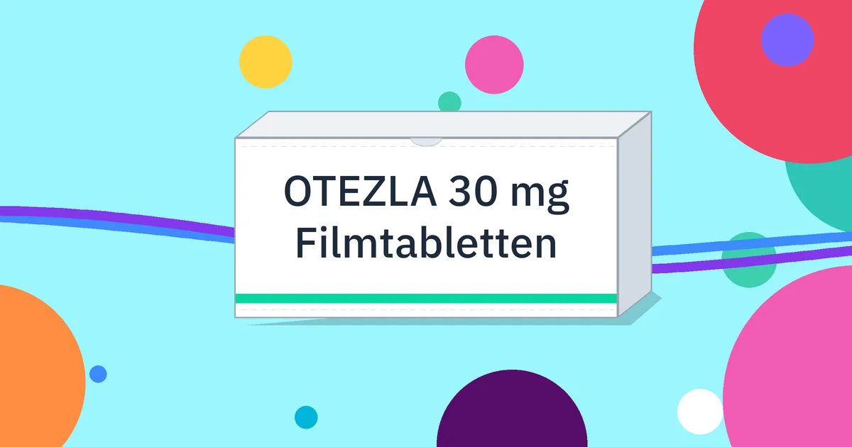 Symbolbild: Packung mit der Aufschrift OTEZLA 30 mg Filmtabletten (PZN 00906775) – Verfügbarkeit und Bezug in Apotheken in Frankfurt am Main