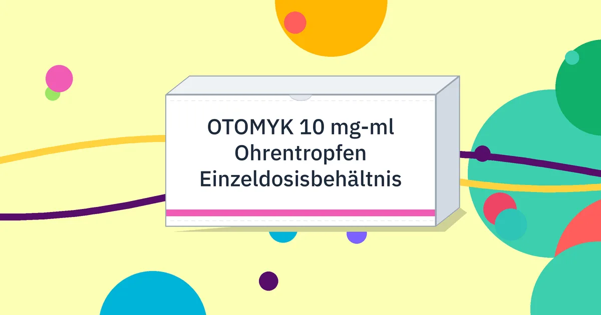 Symbolbild: Packung mit der Aufschrift OTOMYK 10 mg-ml Ohrentropfen Einzeldosisbehältnis (PZN 19850020) – Verfügbarkeit und Bezug in Apotheken in Frankfurt am Main
