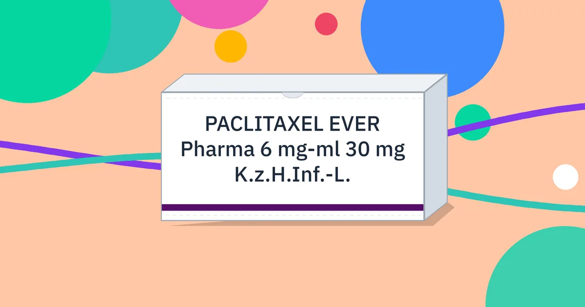 Symbolbild: Packung mit der Aufschrift PACLITAXEL EVER Pharma 6 mg-ml 30 mg K.z.H.Inf.-L. (PZN 14854510) – Verfügbarkeit und Bezug in Apotheken in Frankfurt am Main