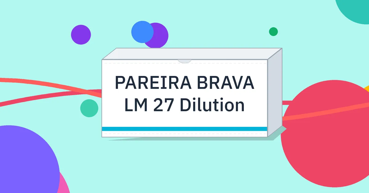Symbolbild: Packung mit der Aufschrift PAREIRA BRAVA LM 27 Dilution (PZN 13631570) – Verfügbarkeit und Bezug in Apotheken in Frankfurt am Main