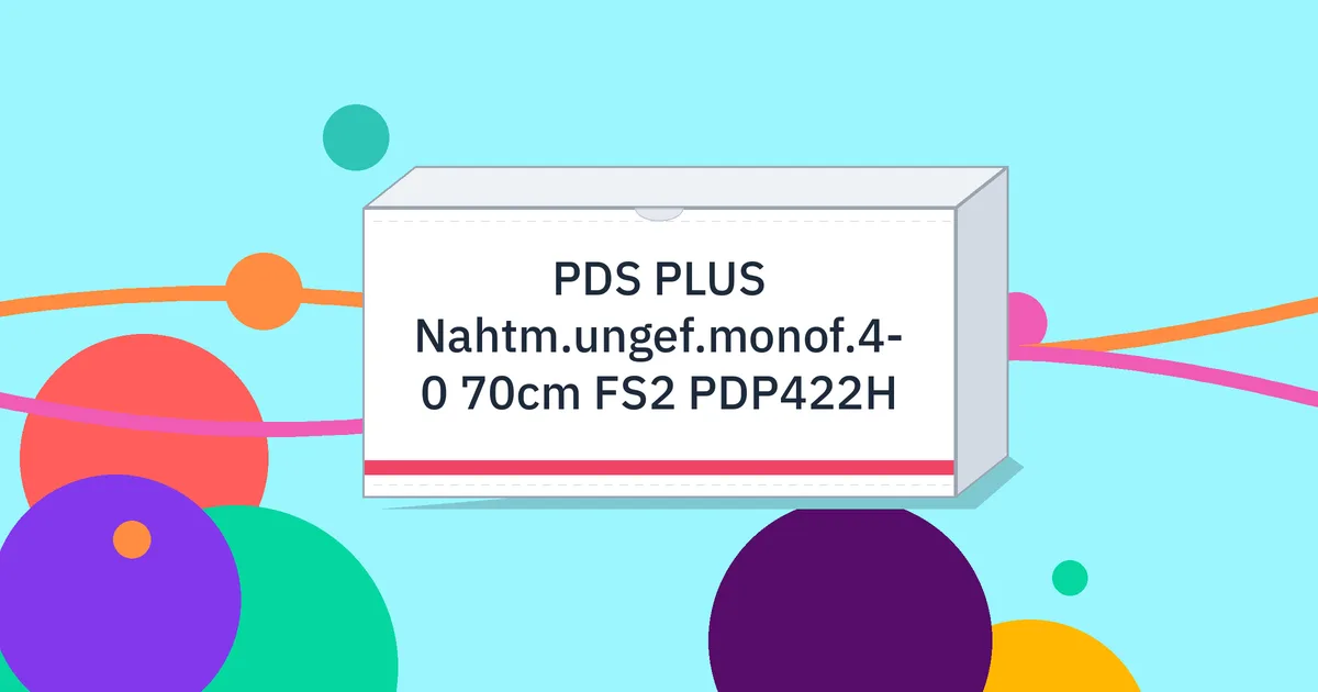 Symbolbild: Packung mit der Aufschrift PDS PLUS Nahtm.ungef.monof.4-0 70cm FS2 PDP422H (PZN 20173694) – Verfügbarkeit und Bezug in Apotheken in Frankfurt am Main