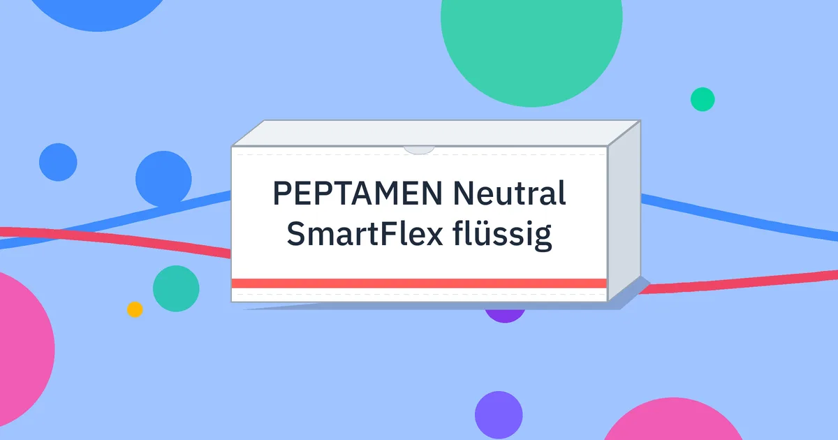 Symbolbild: Packung mit der Aufschrift PEPTAMEN Neutral SmartFlex flüssig (PZN 09254587) – Verfügbarkeit und Bezug in Apotheken in Frankfurt am Main
