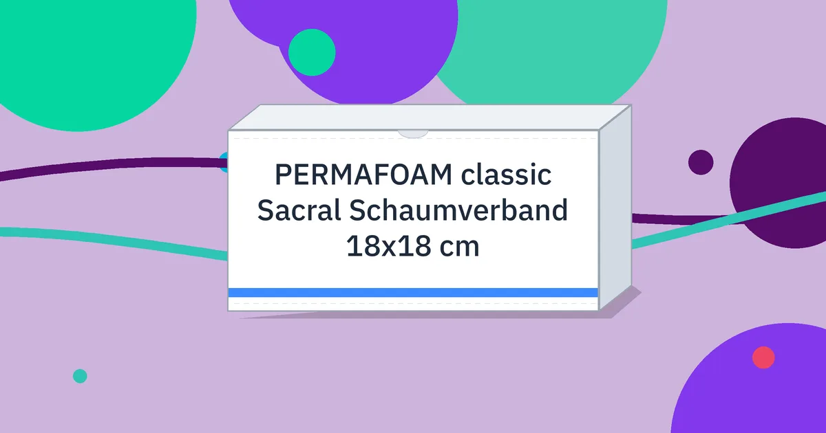 Symbolbild: Packung mit der Aufschrift PERMAFOAM classic Sacral Schaumverband 18x18 cm (PZN 18804466) – Verfügbarkeit und Bezug in Apotheken in Frankfurt am Main
