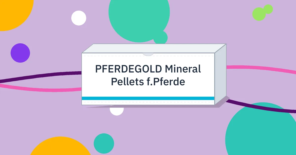 Symbolbild: Packung mit der Aufschrift PFERDEGOLD Mineral Pellets f.Pferde (PZN 17617325) – Verfügbarkeit und Bezug in Apotheken in Frankfurt am Main