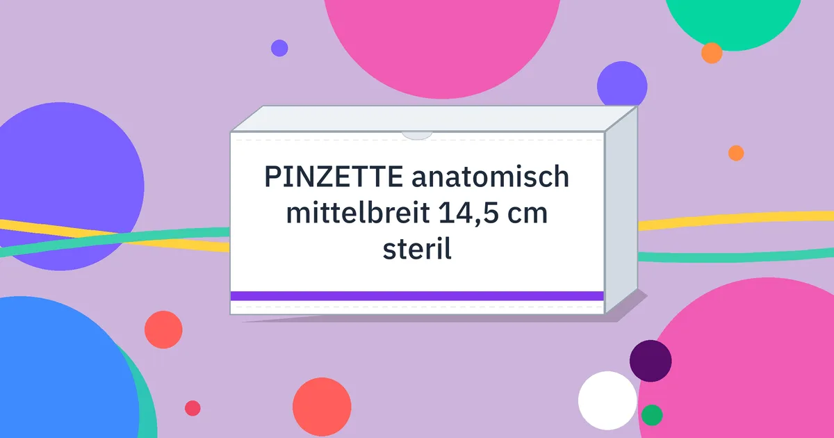Symbolbild: Packung mit der Aufschrift PINZETTE anatomisch mittelbreit 14,5 cm steril (PZN 19978381) – Verfügbarkeit und Bezug in Apotheken in Frankfurt am Main