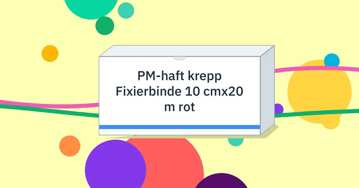 Symbolbild: Packung mit der Aufschrift PM-haft krepp Fixierbinde 10 cmx20 m rot (PZN 18845519) – Verfügbarkeit und Bezug in Apotheken in Frankfurt am Main