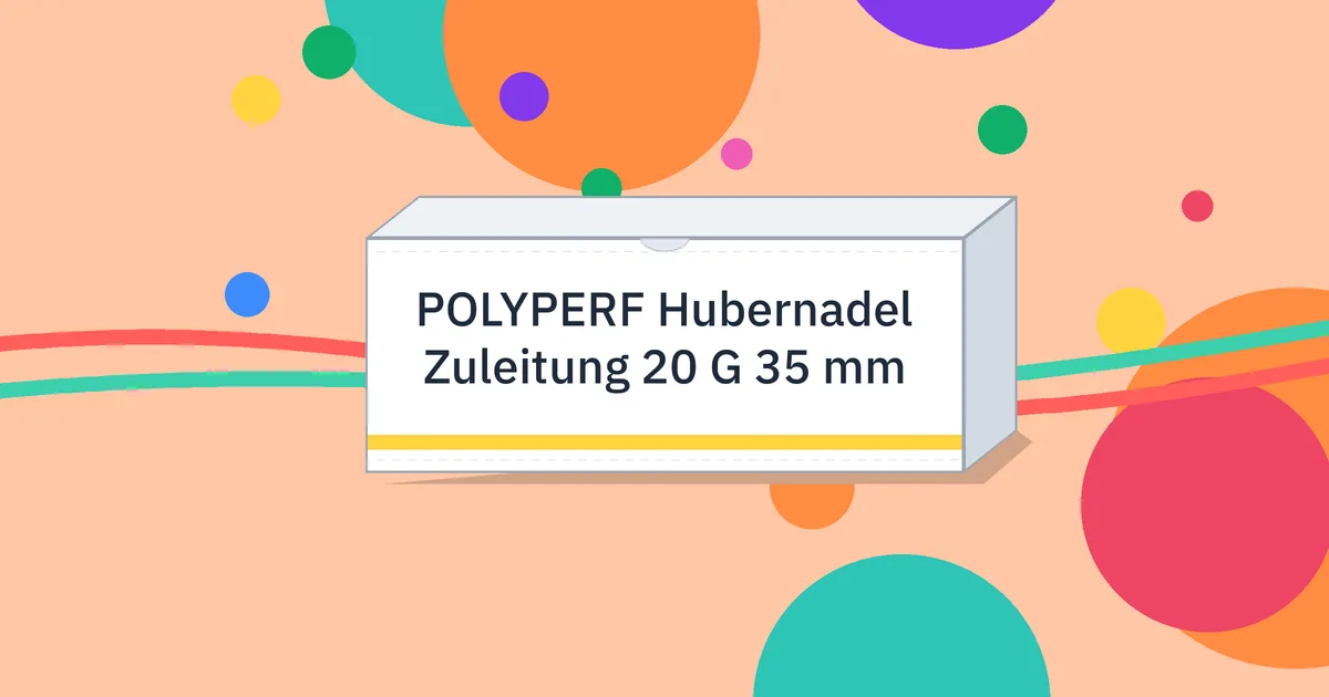 Symbolbild: Packung mit der Aufschrift POLYPERF Hubernadel Zuleitung 20 G 35 mm (PZN 14322339) – Verfügbarkeit und Bezug in Apotheken in Frankfurt am Main