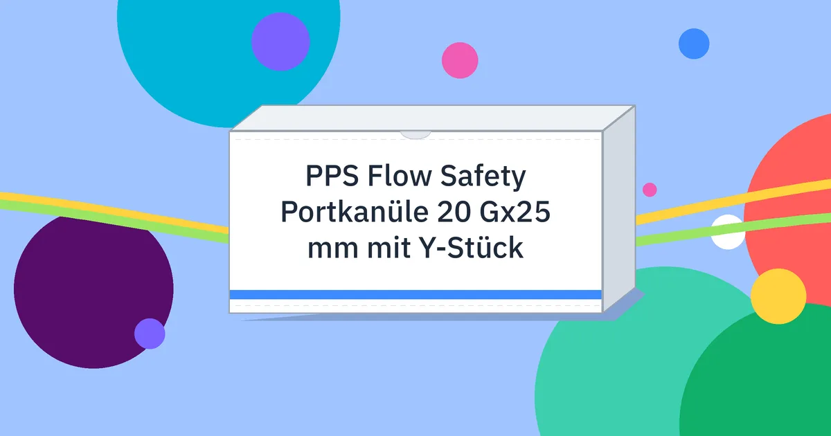 Symbolbild: Packung mit der Aufschrift PPS Flow Safety Portkanüle 20 Gx25 mm mit Y-Stück (PZN 10073974) – Verfügbarkeit und Bezug in Apotheken in Frankfurt am Main