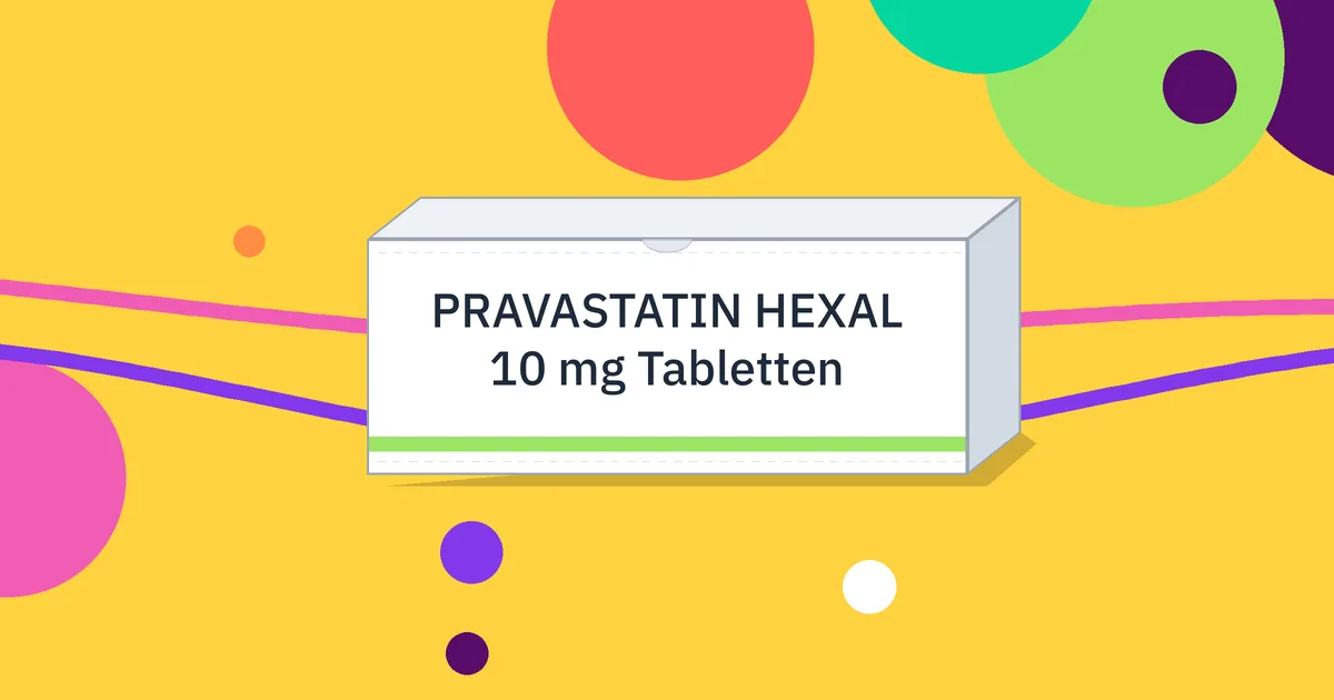 Symbolbild: Packung mit der Aufschrift PRAVASTATIN HEXAL 10 mg Tabletten (PZN 00585986) – Verfügbarkeit und Bezug in Apotheken in Frankfurt am Main