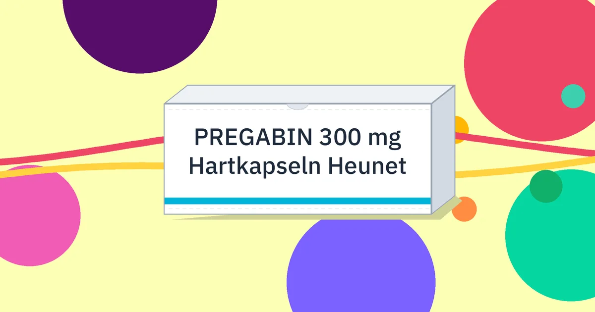 Symbolbild: Packung mit der Aufschrift PREGABIN 300 mg Hartkapseln Heunet (PZN 15303976) – Verfügbarkeit und Bezug in Apotheken in Frankfurt am Main