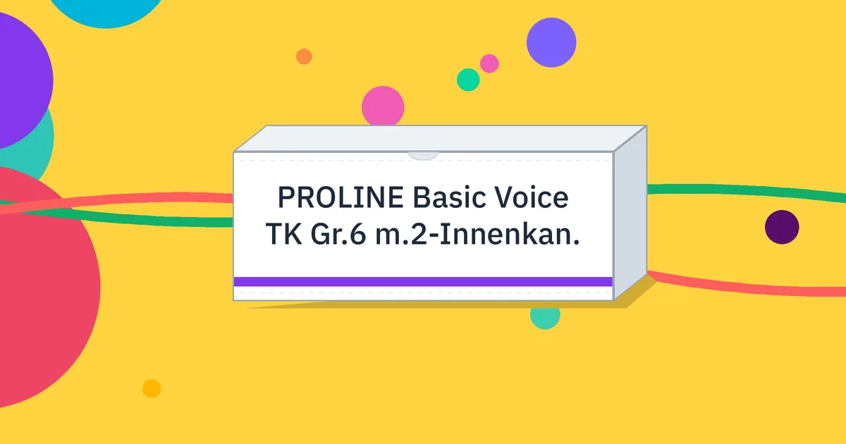 Symbolbild: Packung mit der Aufschrift PROLINE Basic Voice TK Gr.6 m.2-Innenkan. (PZN 16148199) – Verfügbarkeit und Bezug in Apotheken in Frankfurt am Main
