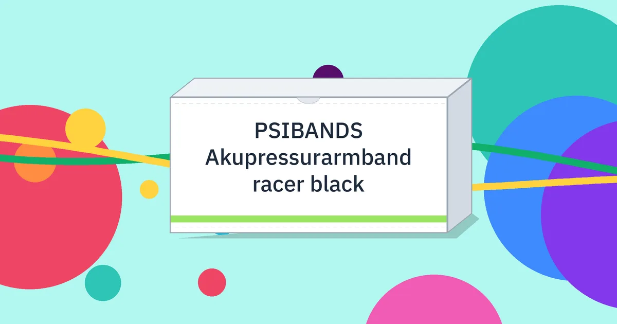 Symbolbild: Packung mit der Aufschrift PSIBANDS Akupressurarmband racer black (PZN 16733294) – Verfügbarkeit und Bezug in Apotheken in Frankfurt am Main