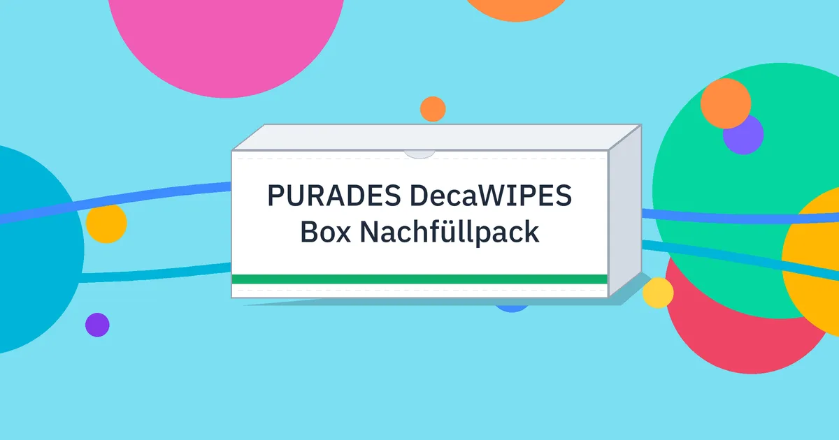 Symbolbild: Packung mit der Aufschrift PURADES DecaWIPES Box Nachfüllpack (PZN 14005515) – Verfügbarkeit und Bezug in Apotheken in Frankfurt am Main