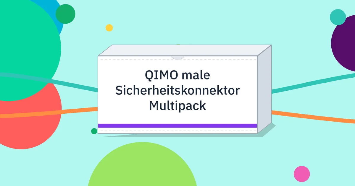 Symbolbild: Packung mit der Aufschrift QIMO male Sicherheitskonnektor Multipack (PZN 14288016) – Verfügbarkeit und Bezug in Apotheken in Frankfurt am Main
