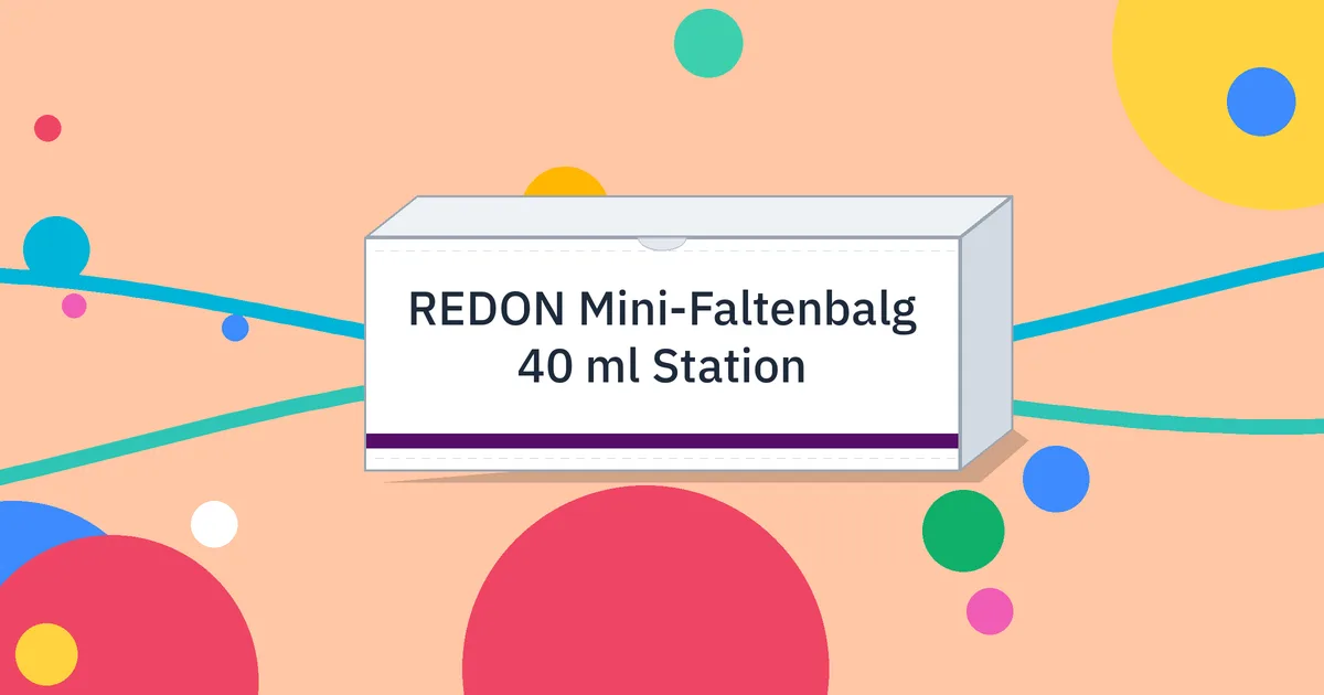 Symbolbild: Packung mit der Aufschrift REDON Mini-Faltenbalg 40 ml Station (PZN 13862016) – Verfügbarkeit und Bezug in Apotheken in Frankfurt am Main