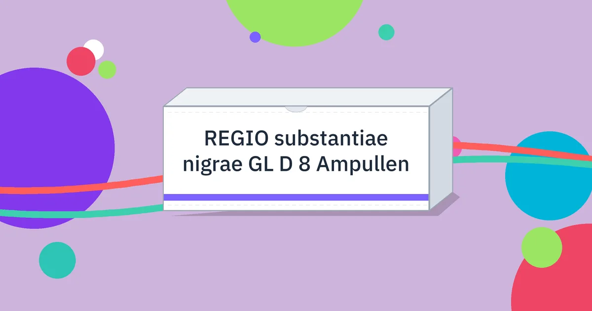 Symbolbild: Packung mit der Aufschrift REGIO substantiae nigrae GL D 8 Ampullen (PZN 04623040) – Verfügbarkeit und Bezug in Apotheken in Frankfurt am Main