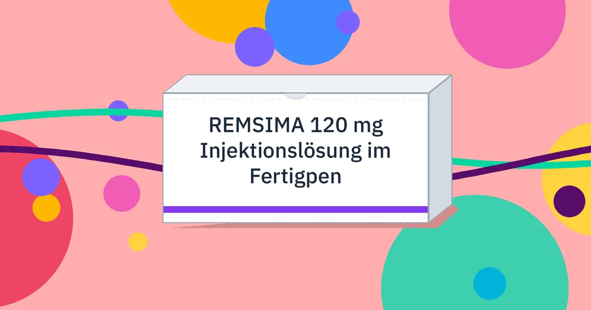 Symbolbild: Packung mit der Aufschrift REMSIMA 120 mg Injektionslösung im Fertigpen (PZN 19201155) – Verfügbarkeit und Bezug in Apotheken in Frankfurt am Main