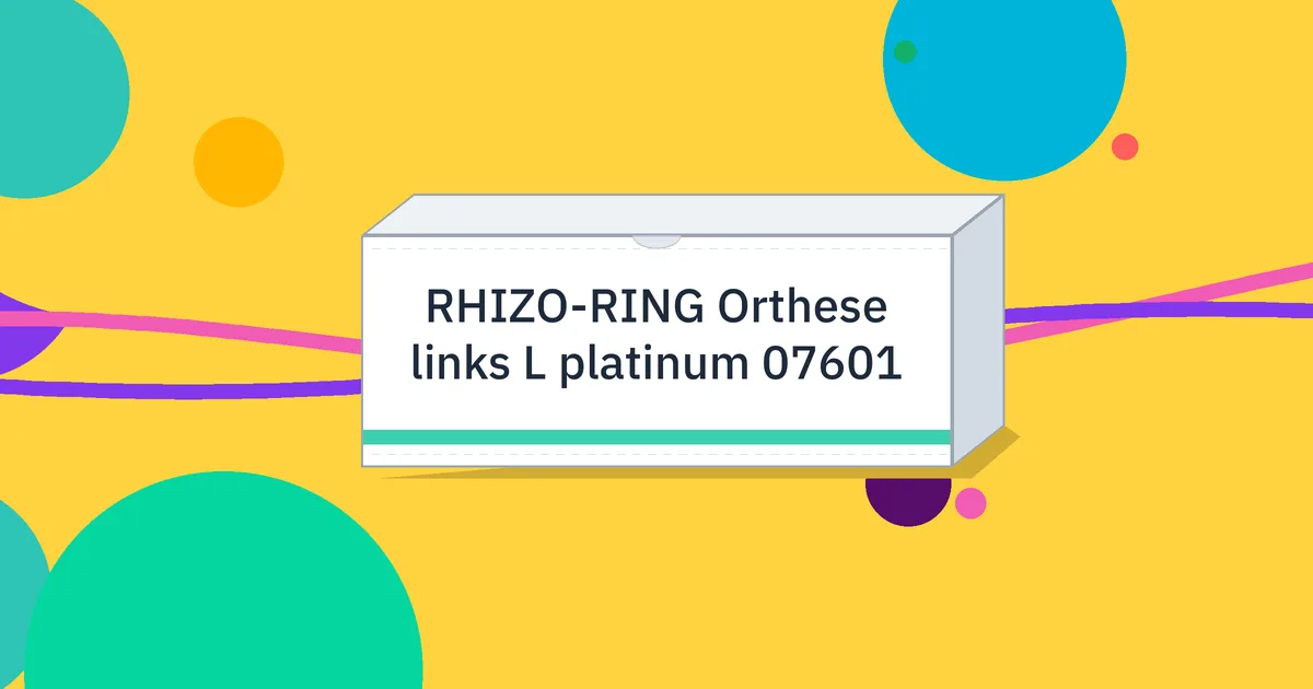 Symbolbild: Packung mit der Aufschrift RHIZO-RING Orthese links L platinum 07601 (PZN 08929008) – Verfügbarkeit und Bezug in Apotheken in Frankfurt am Main
