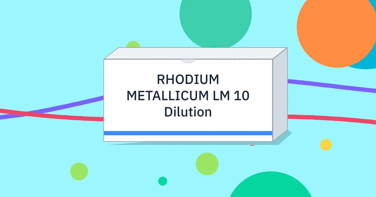 Symbolbild: Packung mit der Aufschrift RHODIUM METALLICUM LM 10 Dilution (PZN 13050347) – Verfügbarkeit und Bezug in Apotheken in Frankfurt am Main