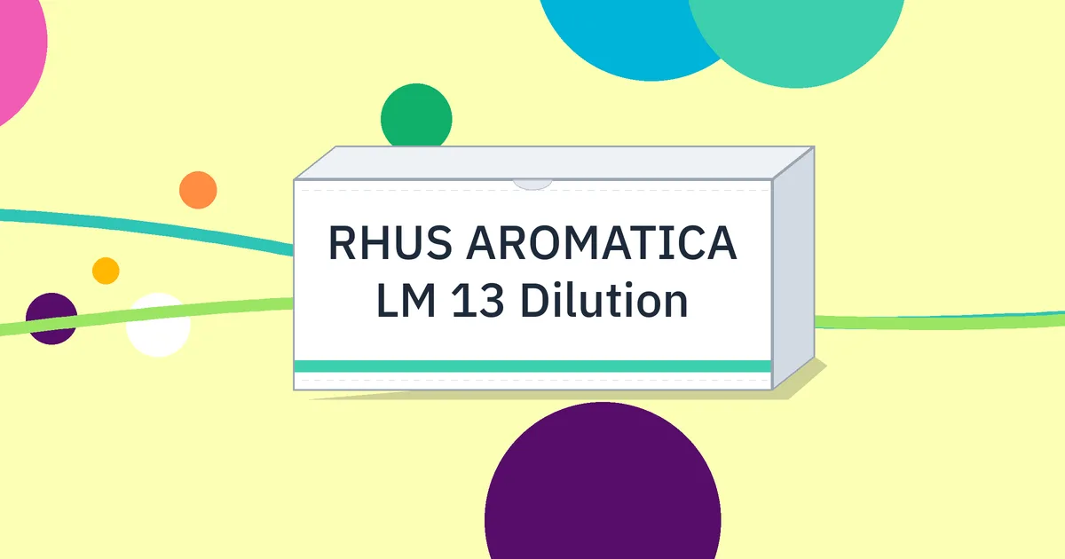 Symbolbild: Packung mit der Aufschrift RHUS AROMATICA LM 13 Dilution (PZN 13051795) – Verfügbarkeit und Bezug in Apotheken in Frankfurt am Main