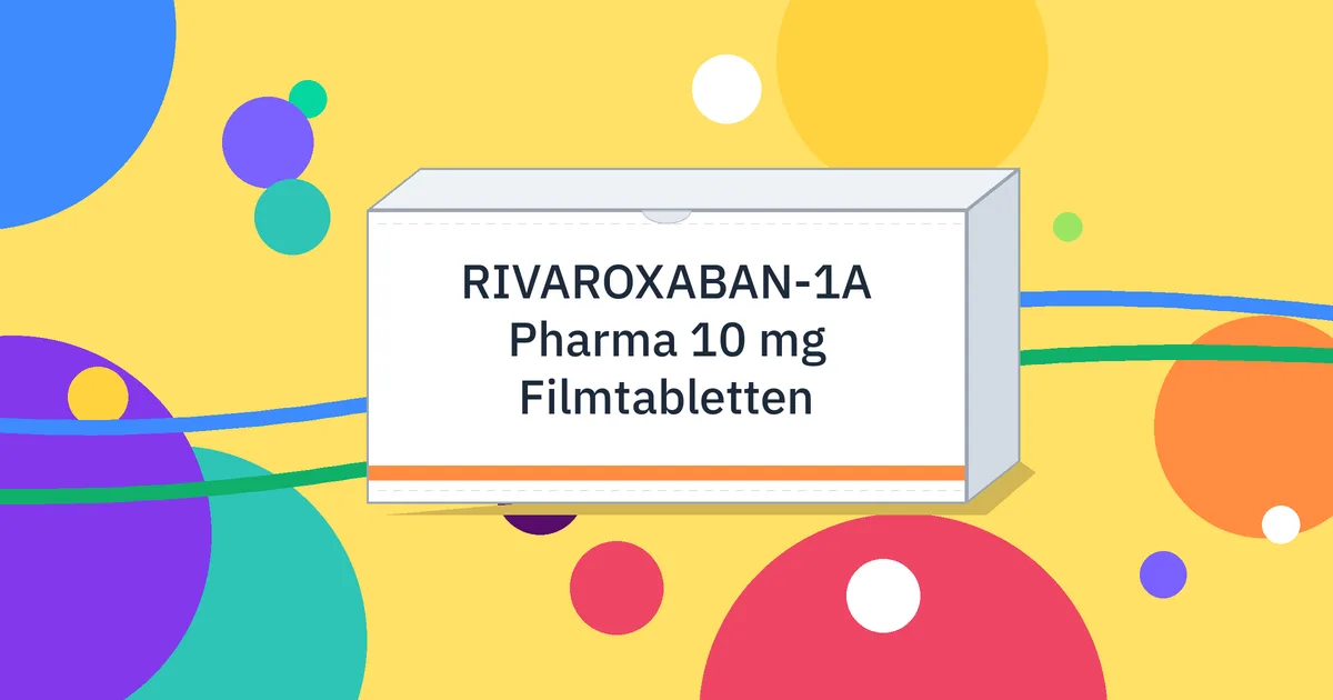 Symbolbild: Packung mit der Aufschrift RIVAROXABAN-1A Pharma 10 mg Filmtabletten (PZN 18712563) – Verfügbarkeit und Bezug in Apotheken in Frankfurt am Main