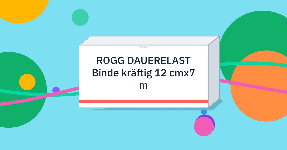 Symbolbild: Packung mit der Aufschrift ROGG DAUERELAST Binde kräftig 12 cmx7 m (PZN 16530740) – Verfügbarkeit und Bezug in Apotheken in Frankfurt am Main