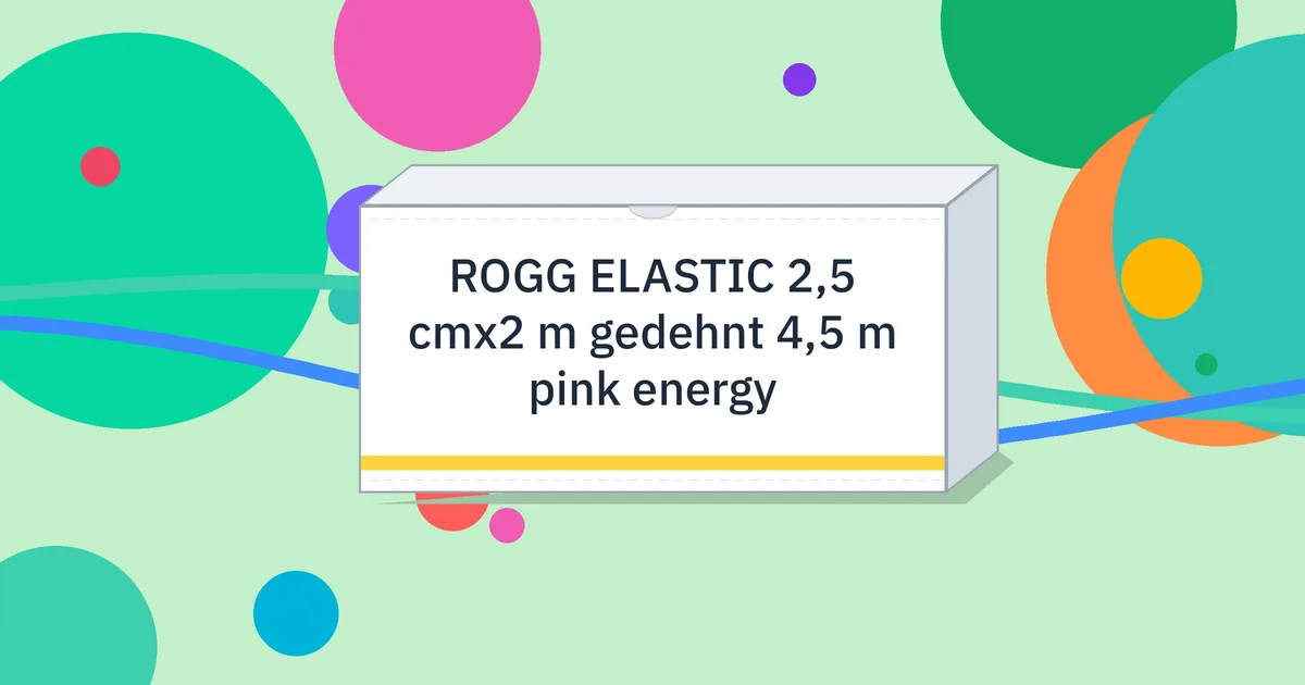 Symbolbild: Packung mit der Aufschrift ROGG ELASTIC 2,5 cmx2 m gedehnt 4,5 m pink energy (PZN 15301428) – Verfügbarkeit und Bezug in Apotheken in Frankfurt am Main