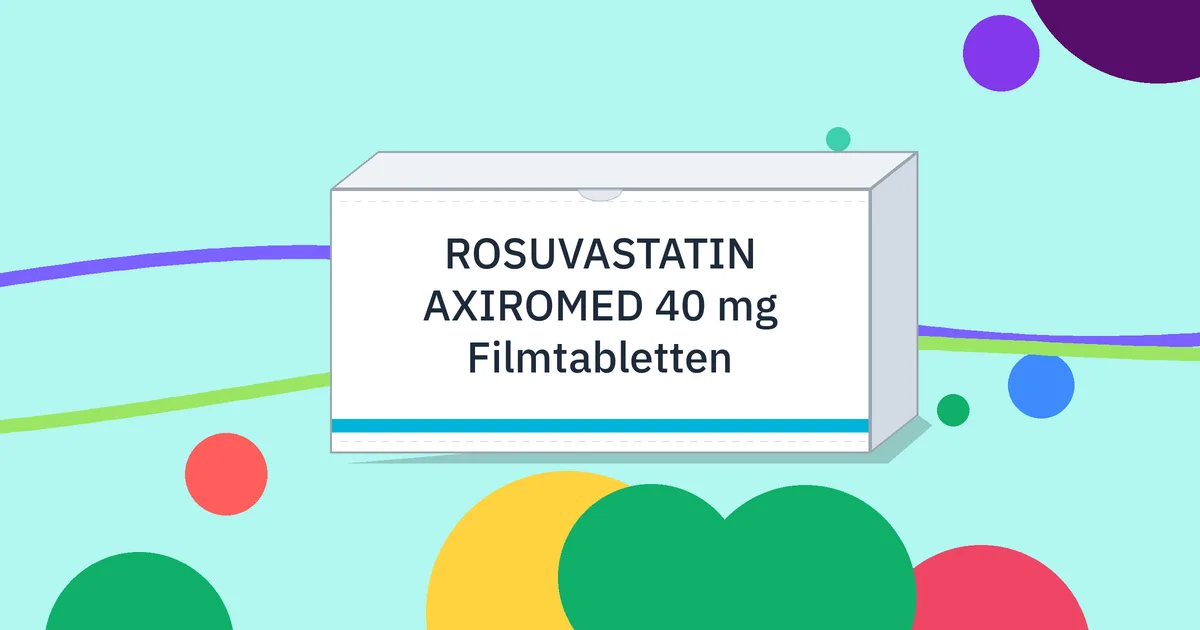 Symbolbild: Packung mit der Aufschrift ROSUVASTATIN AXIROMED 40 mg Filmtabletten (PZN 13705156) – Verfügbarkeit und Bezug in Apotheken in Frankfurt am Main