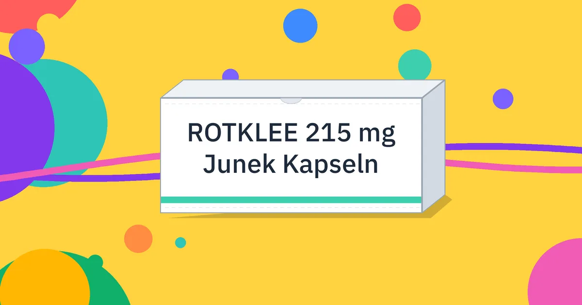 Symbolbild: Packung mit der Aufschrift ROTKLEE 215 mg Junek Kapseln (PZN 18174404) – Verfügbarkeit und Bezug in Apotheken in Frankfurt am Main