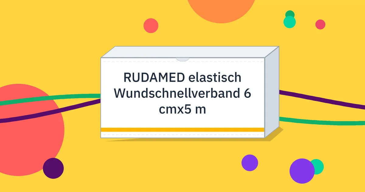 Symbolbild: Packung mit der Aufschrift RUDAMED elastisch Wundschnellverband 6 cmx5 m (PZN 07092844) – Verfügbarkeit und Bezug in Apotheken in Frankfurt am Main