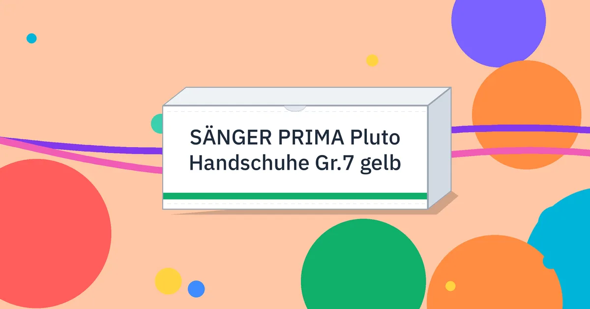 Symbolbild: Packung mit der Aufschrift SÄNGER PRIMA Pluto Handschuhe Gr.7 gelb (PZN 00773570) – Verfügbarkeit und Bezug in Apotheken in Frankfurt am Main