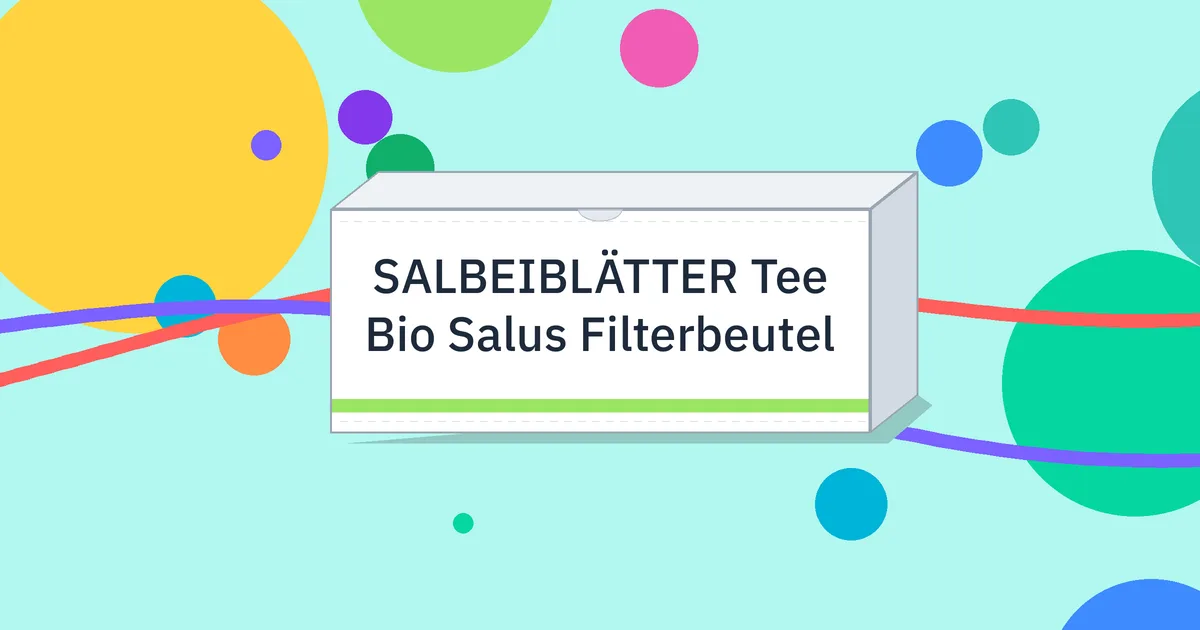 Symbolbild: Packung mit der Aufschrift SALBEIBLÄTTER Tee Bio Salus Filterbeutel (PZN 17916890) – Verfügbarkeit und Bezug in Apotheken in Frankfurt am Main