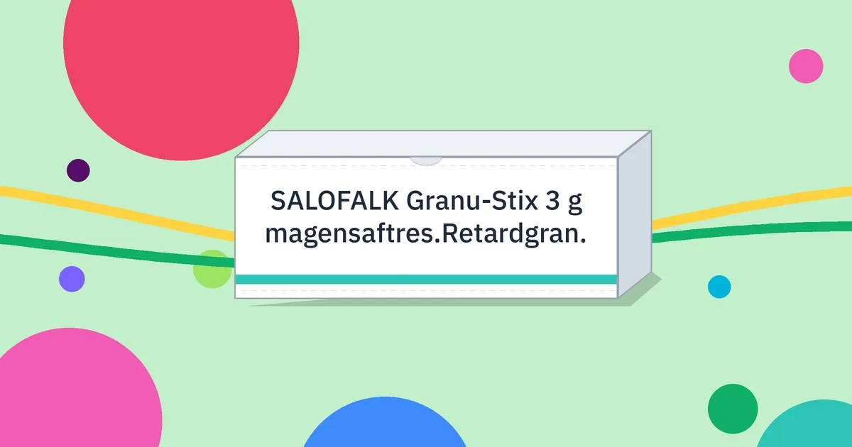 Symbolbild: Packung mit der Aufschrift SALOFALK Granu-Stix 3 g magensaftres.Retardgran. (PZN 09206329) – Verfügbarkeit und Bezug in Apotheken in Frankfurt am Main