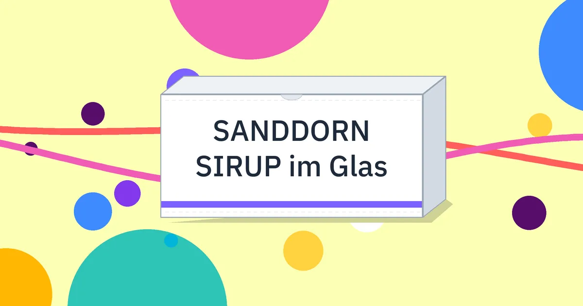 Symbolbild: Packung mit der Aufschrift SANDDORN SIRUP im Glas (PZN 19658699) – Verfügbarkeit und Bezug in Apotheken in Frankfurt am Main