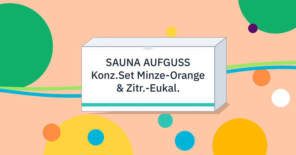 Symbolbild: Packung mit der Aufschrift SAUNA AUFGUSS Konz.Set Minze-Orange & Zitr.-Eukal. (PZN 13973069) – Verfügbarkeit und Bezug in Apotheken in Frankfurt am Main