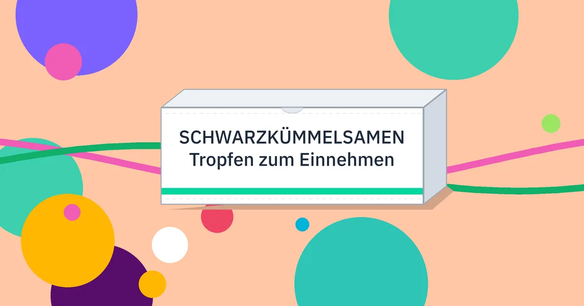Symbolbild: Packung mit der Aufschrift SCHWARZKÜMMELSAMEN Tropfen zum Einnehmen (PZN 11867334) – Verfügbarkeit und Bezug in Apotheken in Frankfurt am Main