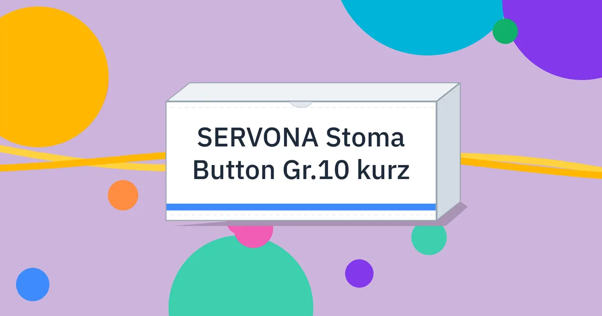 Symbolbild: Packung mit der Aufschrift SERVONA Stoma Button Gr.10 kurz (PZN 04054352) – Verfügbarkeit und Bezug in Apotheken in Frankfurt am Main