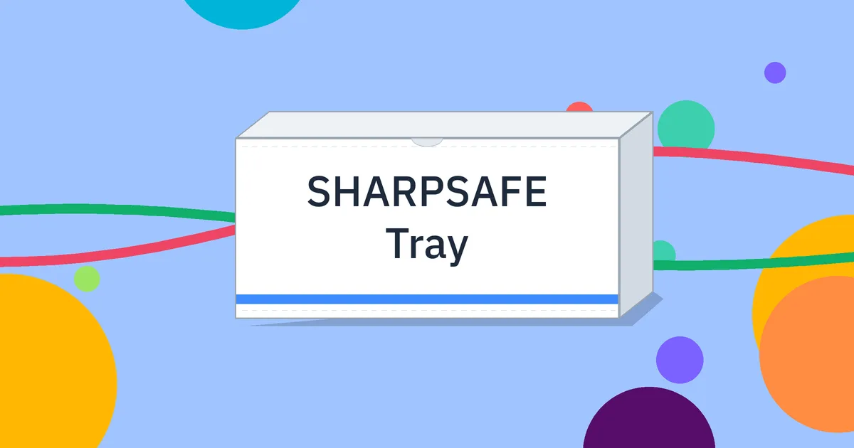 Symbolbild: Packung mit der Aufschrift SHARPSAFE Tray (PZN 01568412) – Verfügbarkeit und Bezug in Apotheken in Frankfurt am Main
