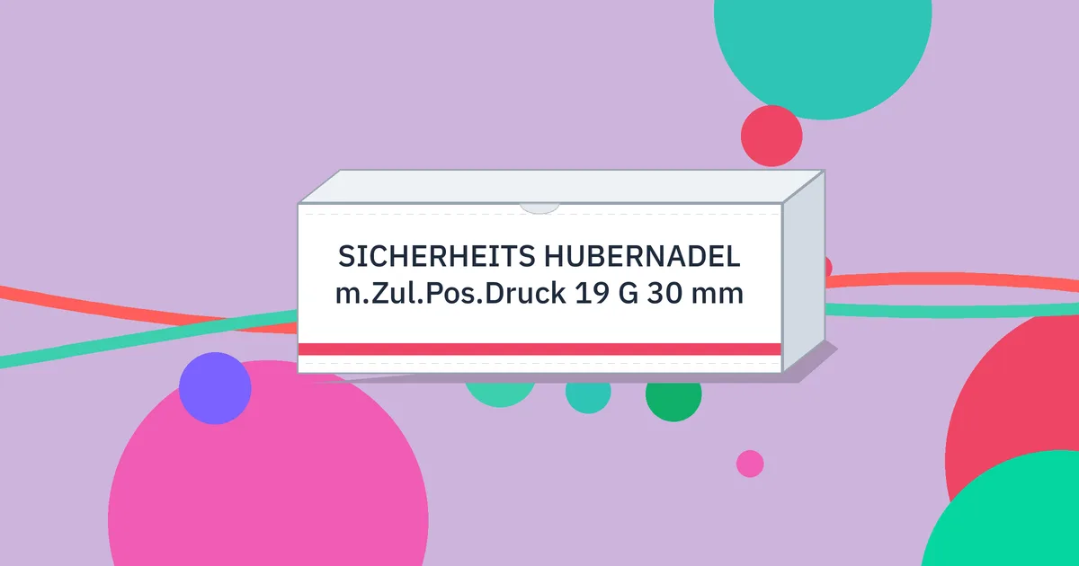 Symbolbild: Packung mit der Aufschrift SICHERHEITS HUBERNADEL m.Zul.Pos.Druck 19 G 30 mm (PZN 12646635) – Verfügbarkeit und Bezug in Apotheken in Frankfurt am Main