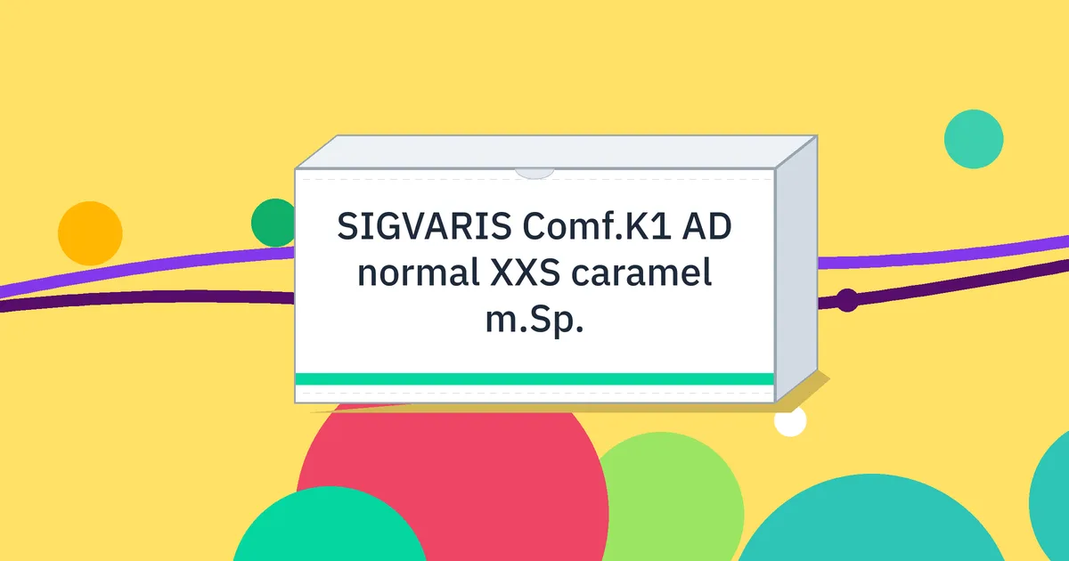 Symbolbild: Packung mit der Aufschrift SIGVARIS Comf.K1 AD normal XXS caramel m.Sp. (PZN 17093371) – Verfügbarkeit und Bezug in Apotheken in Frankfurt am Main