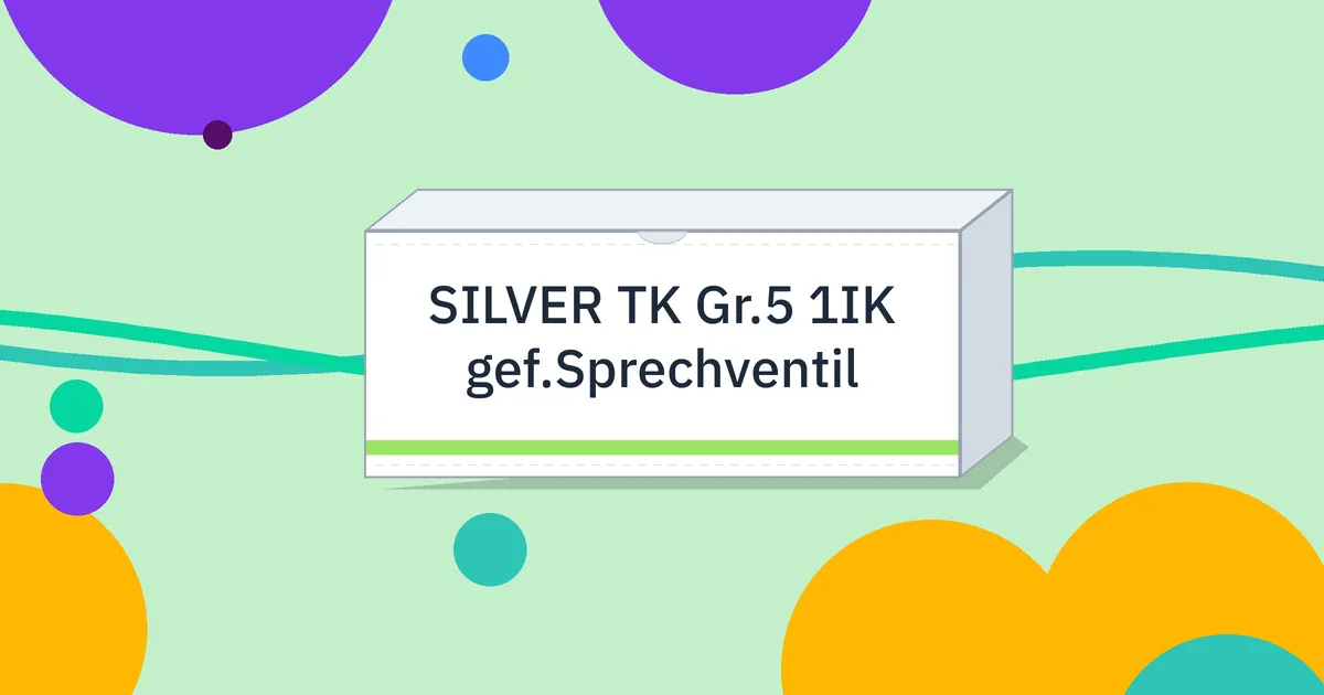 Symbolbild: Packung mit der Aufschrift SILVER TK Gr.5 1IK gef.Sprechventil (PZN 10210106) – Verfügbarkeit und Bezug in Apotheken in Frankfurt am Main