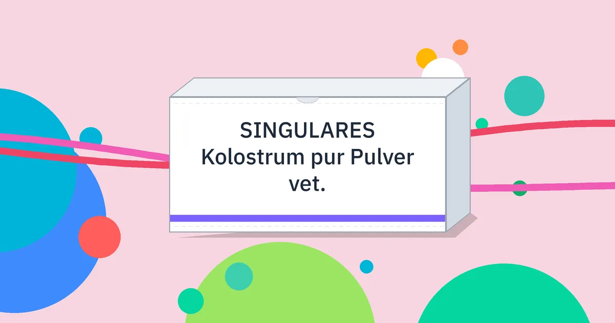 Symbolbild: Packung mit der Aufschrift SINGULARES Kolostrum pur Pulver vet. (PZN 13965561) – Verfügbarkeit und Bezug in Apotheken in Frankfurt am Main