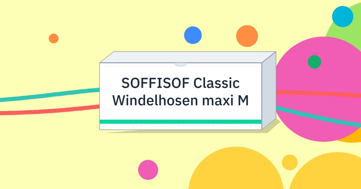 Symbolbild: Packung mit der Aufschrift SOFFISOF Classic Windelhosen maxi M (PZN 12566770) – Verfügbarkeit und Bezug in Apotheken in Frankfurt am Main