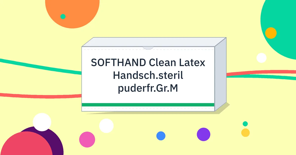 Symbolbild: Packung mit der Aufschrift SOFTHAND Clean Latex Handsch.steril puderfr.Gr.M (PZN 00368800) – Verfügbarkeit und Bezug in Apotheken in Frankfurt am Main