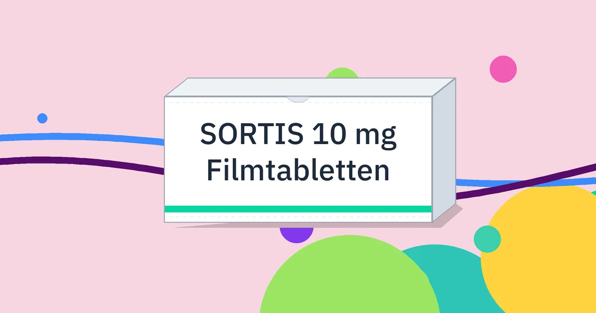 Symbolbild: Packung mit der Aufschrift SORTIS 10 mg Filmtabletten (PZN 07699322) – Verfügbarkeit und Bezug in Apotheken in Frankfurt am Main