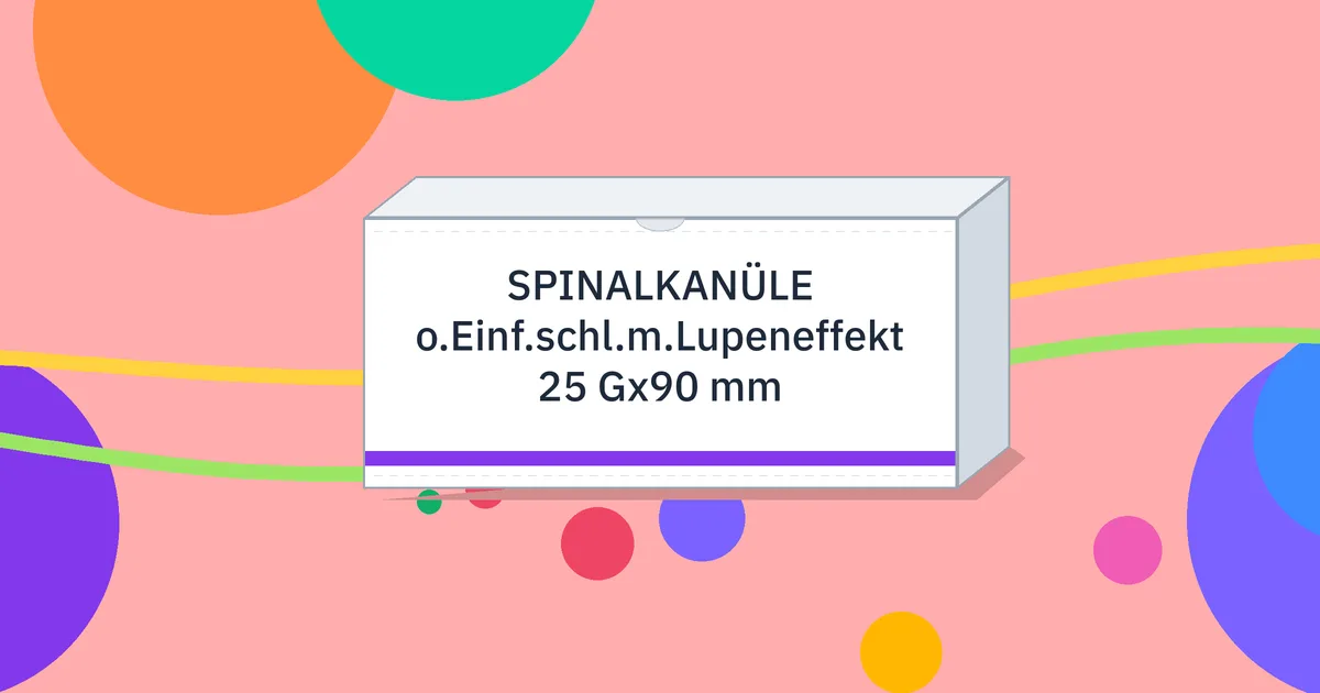 Symbolbild: Packung mit der Aufschrift SPINALKANÜLE o.Einf.schl.m.Lupeneffekt 25 Gx90 mm (PZN 03949905) – Verfügbarkeit und Bezug in Apotheken in Frankfurt am Main
